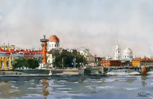 Künstler Sergei Alekseev. Faszinierendes Aquarell