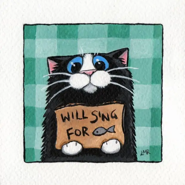 Positive Cat Drawings af Lisa Marie Robinson