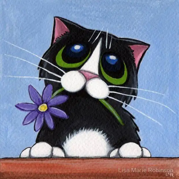 Positive Cat Drawings af Lisa Marie Robinson