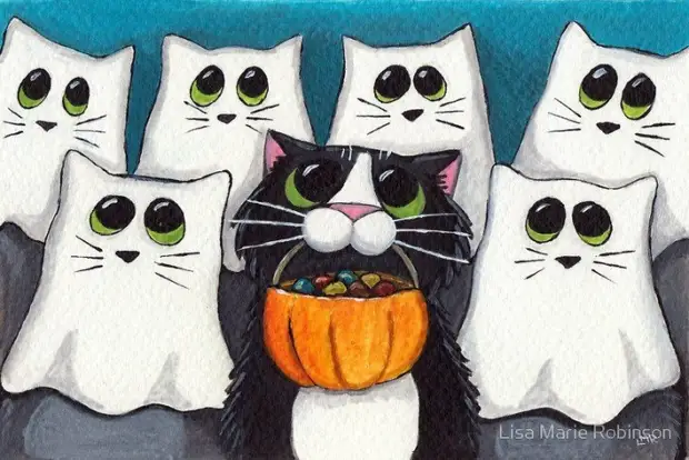 Positive Cat Drawings af Lisa Marie Robinson