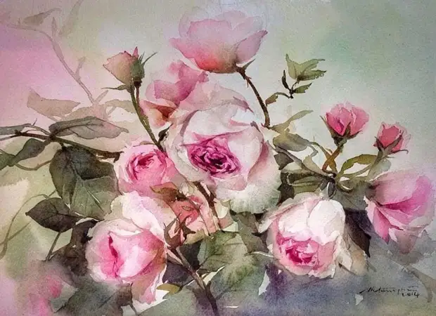 Artist Phatcharaphan Chanthep. Watercolor vaj