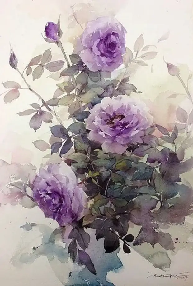 Artist Phatcharaphan Chanthep. Watercolor vaj