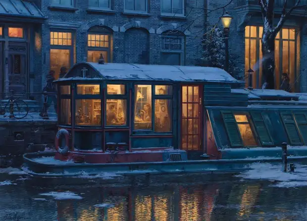 I caldi dipinti invernali di Evgeny Lushpin