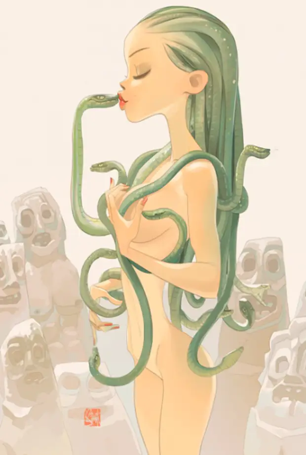 Beautiful illustrations of girls from Evgeny Schmidt Evgeny Schmidt, girls, illustrations