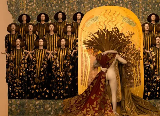 用真人模特展示古斯塔夫·克里姆特 (Gustav Klimt) 的畫作