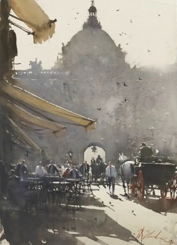 Artist Joseph Zbukvic. Watercolors