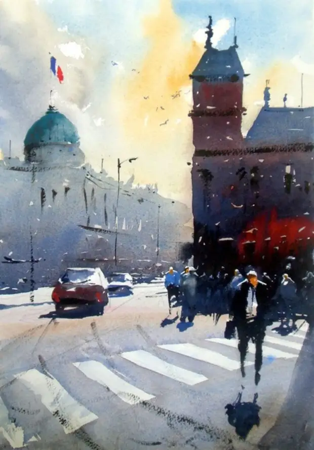 Artist Joseph Zbukvic. Watercolors