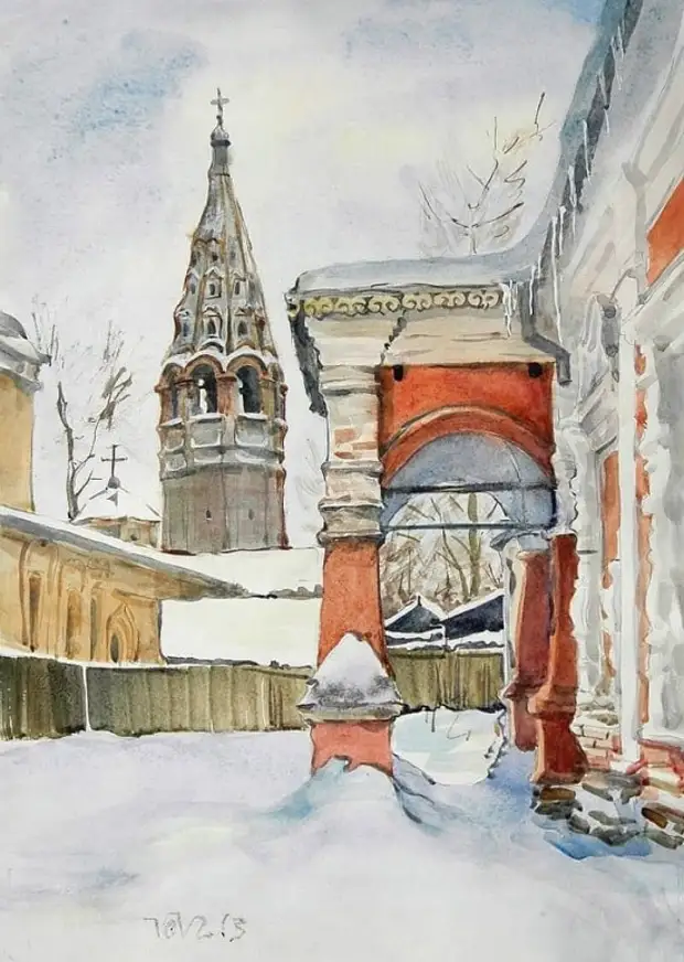 Artista Vladimir Goryachev. Vals de nieve al son de campanas