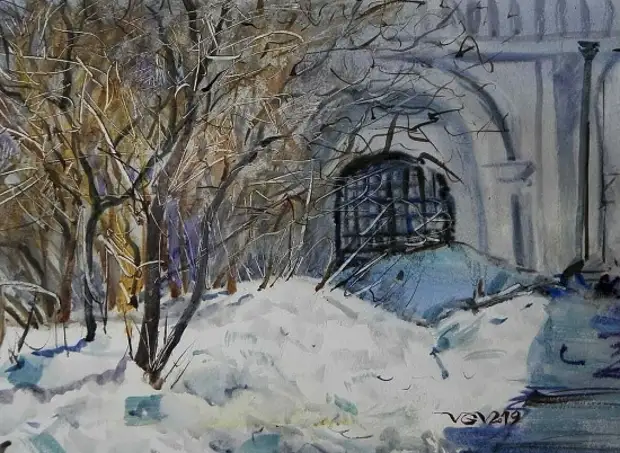 Artista Vladimir Goryachev. Vals de nieve al son de campanas