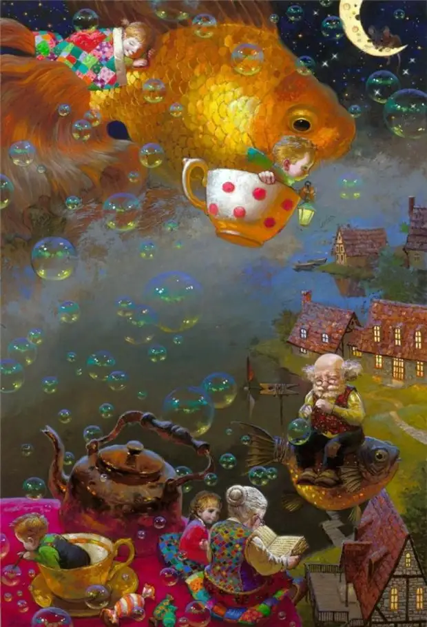 Children. The fairy tale is always there. Artist Viktor Nizovtsev