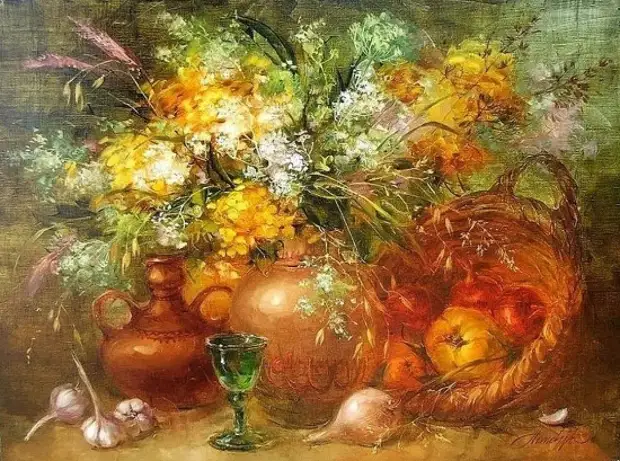 Artista Anna Khomchik. Deja que las flores me fascinen