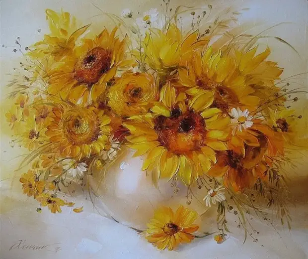 Artista Anna Khomchik. Deja que las flores me fascinen