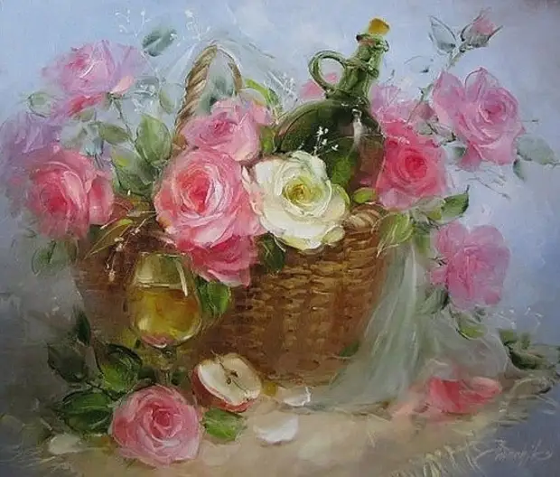 Artista Anna Khomchik. Deja que las flores me fascinen