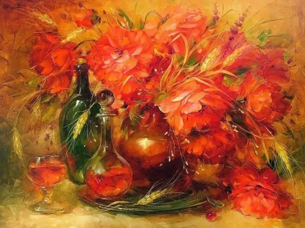 Artista Anna Khomchik. Deja que las flores me fascinen