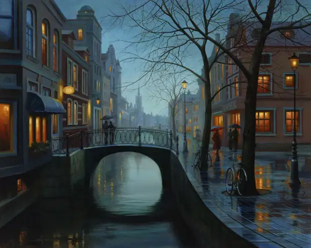 Esős ​​este Evgeny Lushpin, ősz, művész