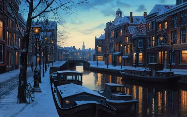 Kışın izleri Evgeny Lushpin, sonbahar, sanatçı