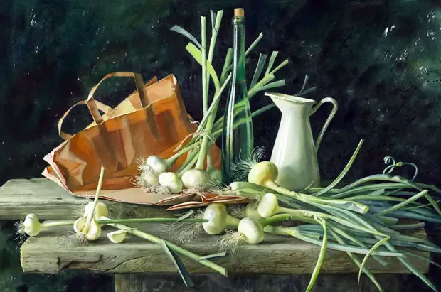 Watercolors by the artist Bazanova Elena. Part 1. Still lifes with vegetables and mushrooms