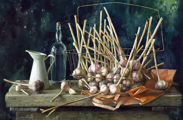 Watercolors by the artist Bazanova Elena. Part 1. Still lifes with vegetables and mushrooms