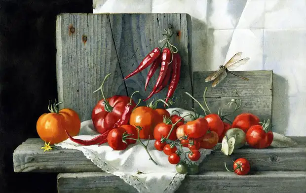 Watercolors by the artist Bazanova Elena. Part 1. Still lifes with vegetables and mushrooms