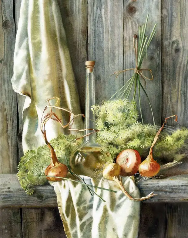 Watercolors by the artist Bazanova Elena. Part 1. Still lifes with vegetables and mushrooms