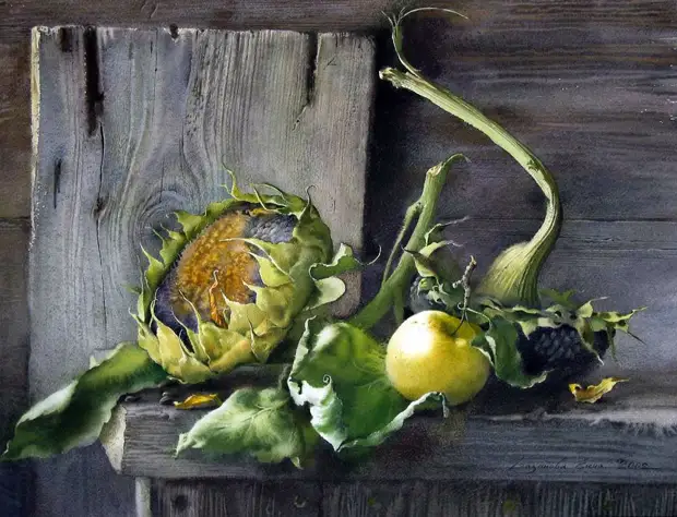 Watercolors by the artist Bazanova Elena. Part 1. Still lifes with vegetables and mushrooms