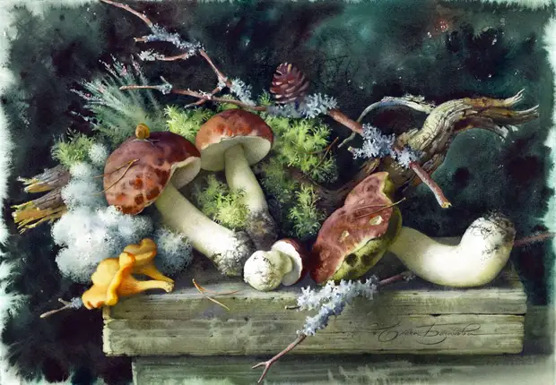 Watercolors by the artist Bazanova Elena. Part 1. Still lifes with vegetables and mushrooms