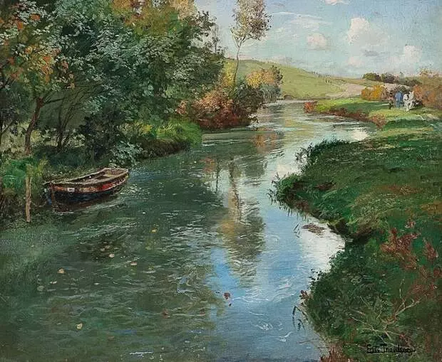 Artista Frits Thaulow (1847 - 1906). Fluxos fluviais