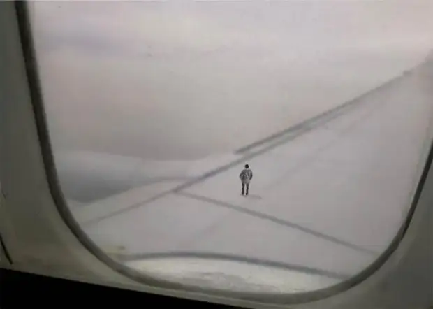 Melancholic series of drawings showing people walking on an airplane drawing, airplane