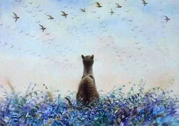 De wrâld fan katten fan artyst Vladimir Rumyantsev