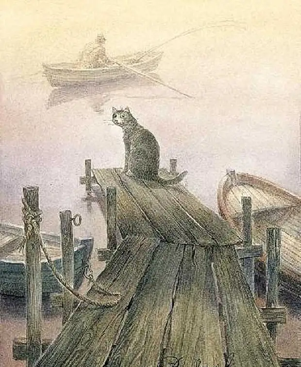 De wrâld fan katten fan artyst Vladimir Rumyantsev