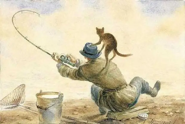 De wrâld fan katten fan artyst Vladimir Rumyantsev