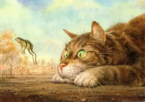 De wrâld fan katten fan artyst Vladimir Rumyantsev