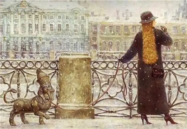 De wrâld fan katten fan artyst Vladimir Rumyantsev