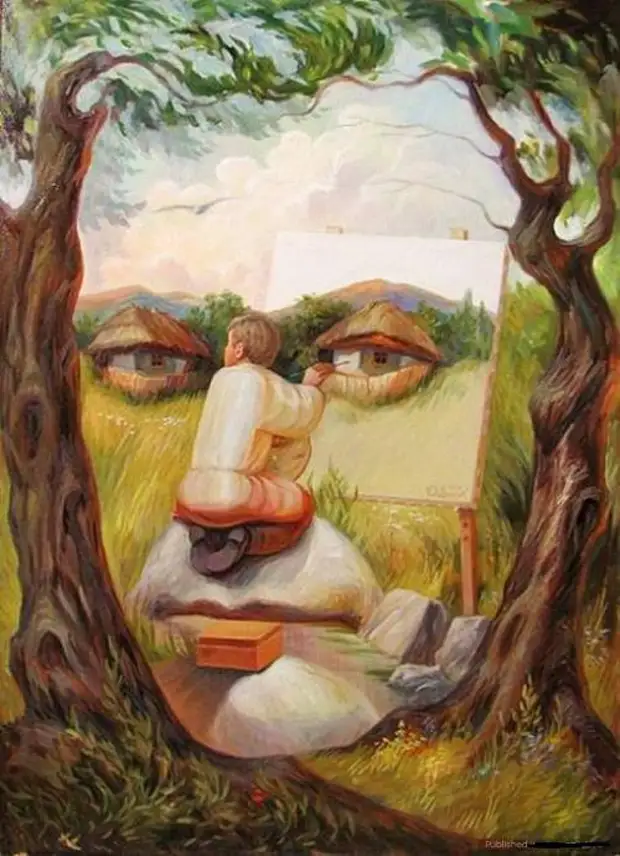 Pictiúir illusion ón ealaíontóir Úcránach Oleg Shuplyak