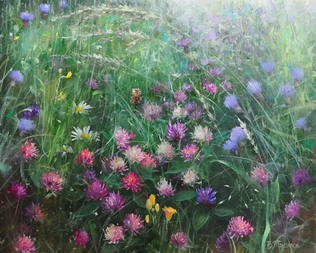 Kunstenaar Vitaly Trubanov. Fantastische boeketten bloemen