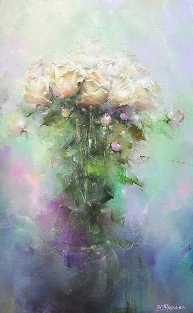 Kunstner Vitaly Trubanov. Fantastiske blomsterbuketter