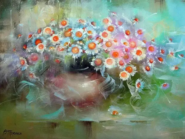 Kunstner Vitaly Trubanov. Fantastiske blomsterbuketter