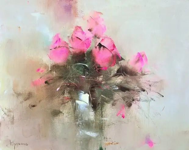 Kunstner Vitaly Trubanov. Fantastiske blomsterbuketter