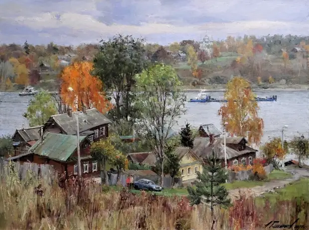 AUTUMN IN RUSSIAN PROVINCE. ARTIST AZAT GALIMOV (RUSSIA, 1958)