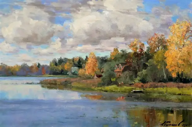 AUTUMN IN RUSSIAN PROVINCE. ARTIST AZAT GALIMOV (RUSSIA, 1958)