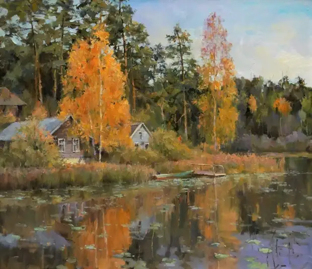 AUTUMN IN RUSSIAN PROVINCE. ARTIST AZAT GALIMOV (RUSSIA, 1958)