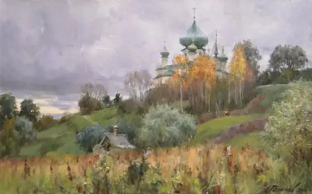 HERFST IN YN RUSSISKE PROVINSJE. ARTIST AZAT GALIMOV (RUSLAND, 1958)