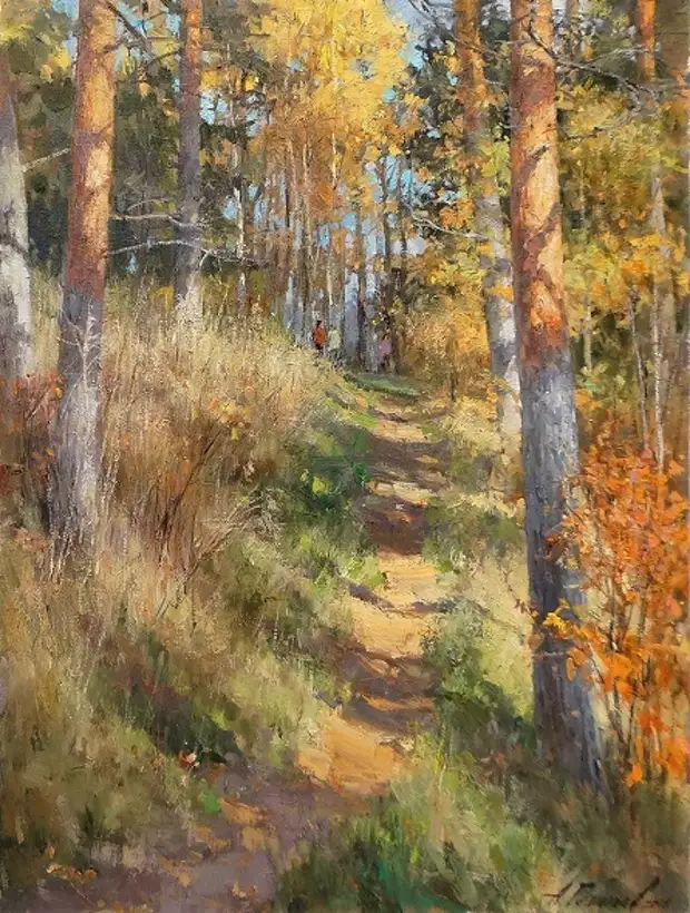 AUTUMN IN RUSSIAN PROVINCE. ARTIST AZAT GALIMOV (RUSSIA, 1958)