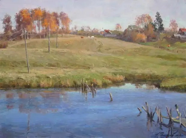 AUTUMN IN RUSSIAN PROVINCE. ARTIST AZAT GALIMOV (RUSSIA, 1958)