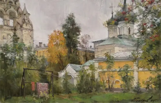 AUTUMN IN RUSSIAN PROVINCE. ARTIST AZAT GALIMOV (RUSSIA, 1958)