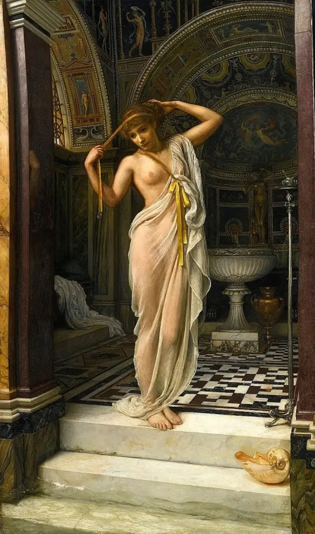 Kunstenaar Edward John Poynter (1836 - 1919). Bard van Engelse skildery