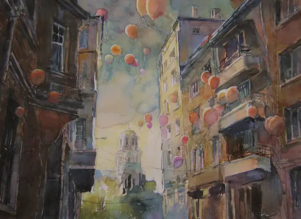 Balloons in paintings by Kalina Toneva