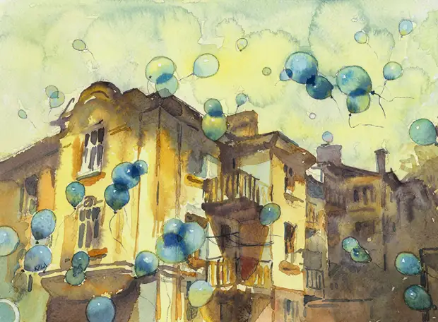 Balloons in paintings by Kalina Toneva