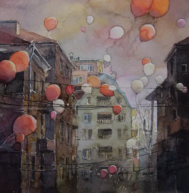 Balloons in paintings by Kalina Toneva