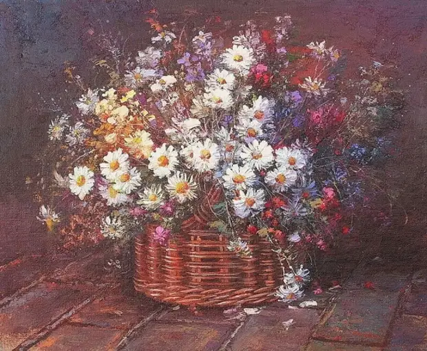 Kunstner Alexey Khlebnikov. I landet med blomster og rosa solnedganger